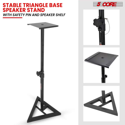 5 Core Speaker Stand Triangle Base Tall Adjustable 35mm DJ | Reverb