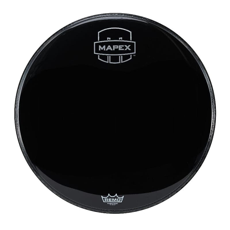 Mapex Bass Drum Logo Head 22" Black w/New Silver Logo | Reverb