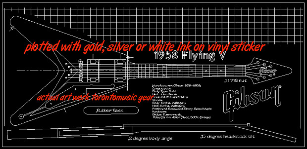 Gibson 1958 Flying V blueprint/technical drawing. 22"x46 | Reverb