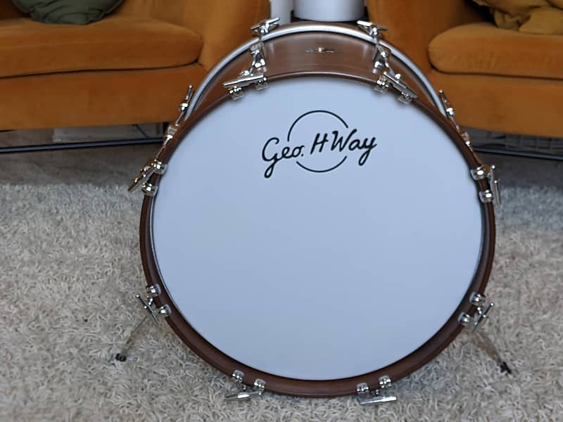 George Way Tradition Walnut 18x14" bass drum + VIDEO SOUND | Reverb