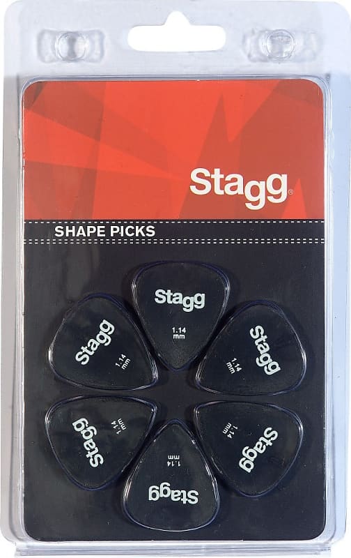 Pack of 6 Stagg 1.14 mm standard plastic picks | Reverb