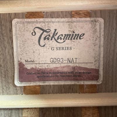 Takamine GD93 G90 Series Dreadnought Acoustic Guitar Natural | Reverb