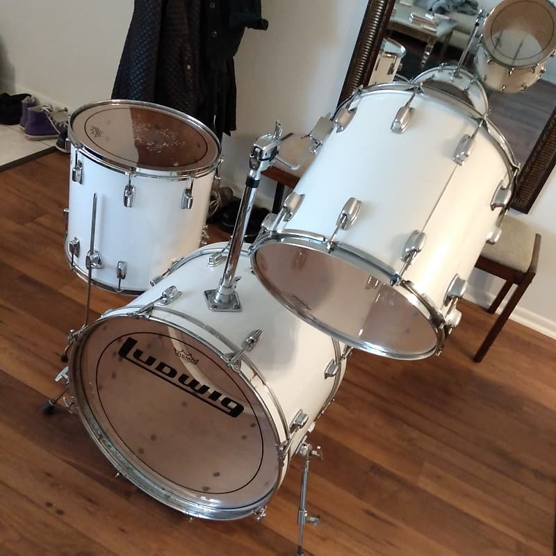 Ludwig Rocker 15 16 22 (1980s) white | Reverb