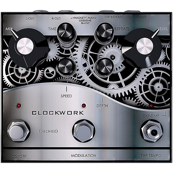 Clockwork Echo Delay Effects Pedal Silver and Black | Reverb