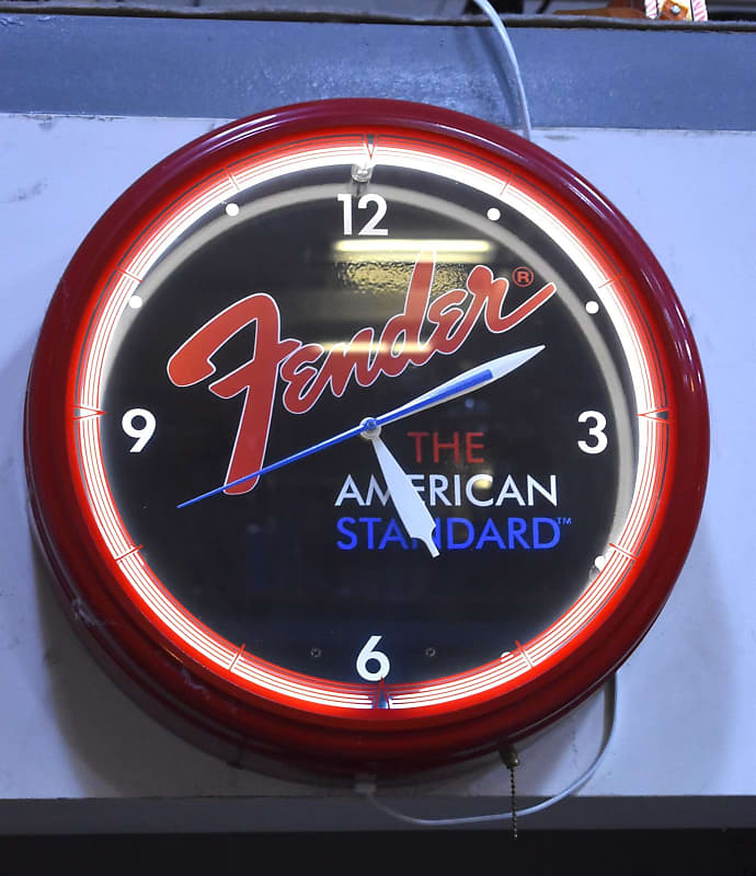 1990s Fender American Standard Neon Clock | Reverb