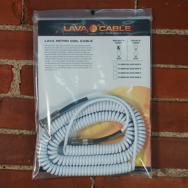 Lava Retro Coil Instrument Cable 20ft White | Reverb