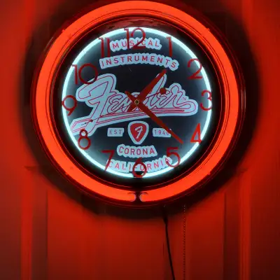 Fender Musical Instruments Double Neon Red/White Wall Clock | Reverb