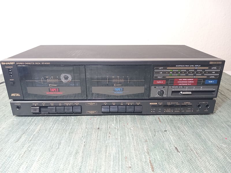 Sharp RT-W500 Dual Dubbing Double Cassette Tape Deck Works | Reverb