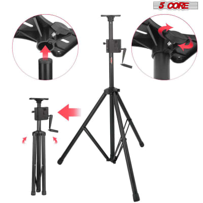 5 Core Speaker Stand Tripod Crank Up Height Adjustable Tall | Reverb