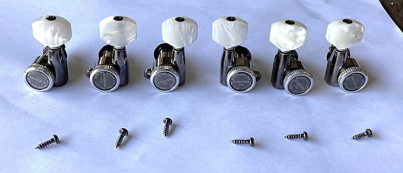 GOTOH 3x3 LOCKING TUNERS COSMO CHROME WITH WHITE PEARLOID | Reverb