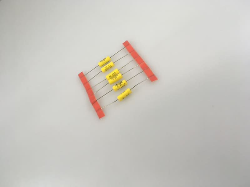 (6) IC MWR .047@250v Yellow Axial Poly Film Tone Capacitors | Reverb