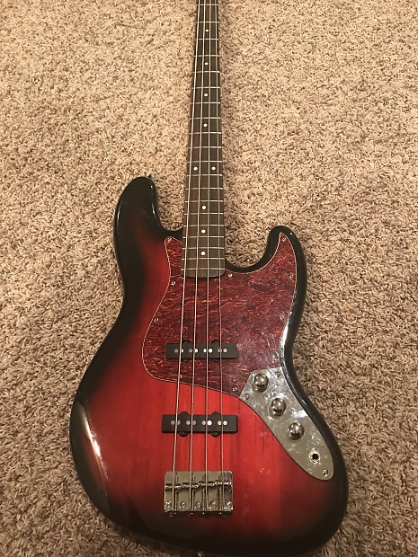 Squier Jazz bass Red burst | Reverb