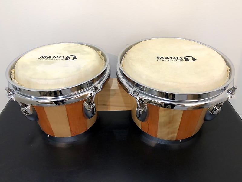 Mano Percussion Bongos in Natural Two Tone Wood 7 & 8" | Reverb