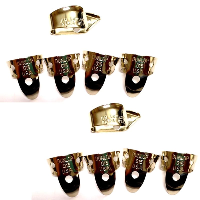 Dunlop Metal Nickel Silver 8 Finger Picks & 2 Thumb picks | Reverb