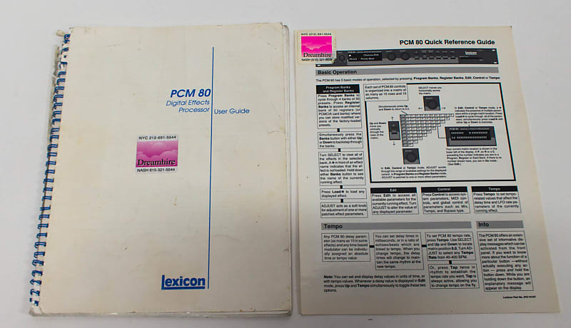 Lexicon PCM 80 Digital Effects Processor User Manual & | Reverb