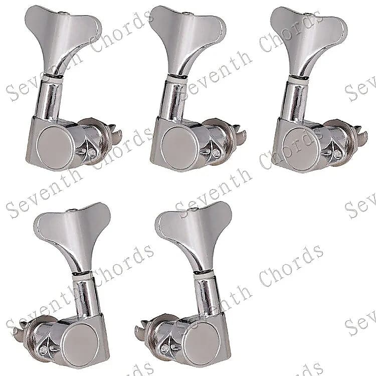 Chrome 5 Strings Bass Guitar Tuning Pegs Keys 3R+2L Machine | Reverb