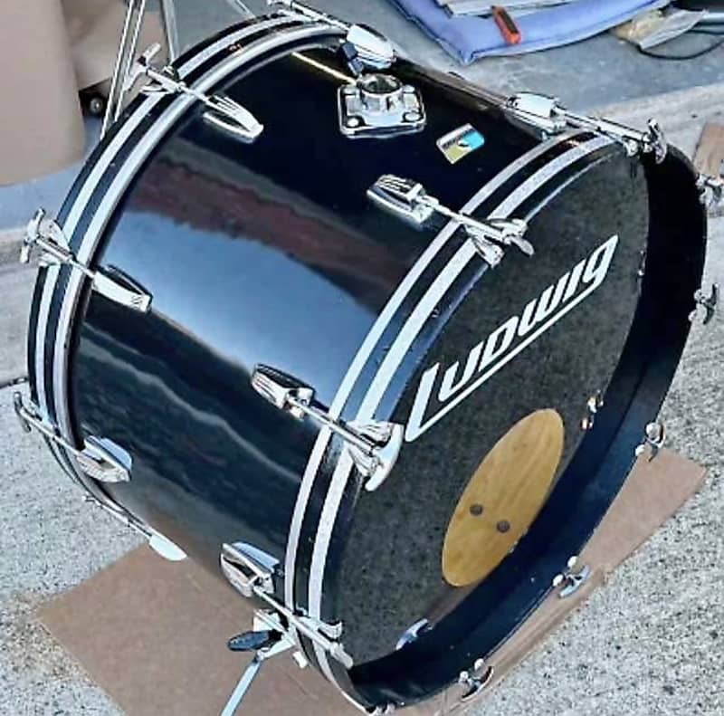Ludwig 24 inch 6 ply maple bass drum 70s - Black cortex | Reverb
