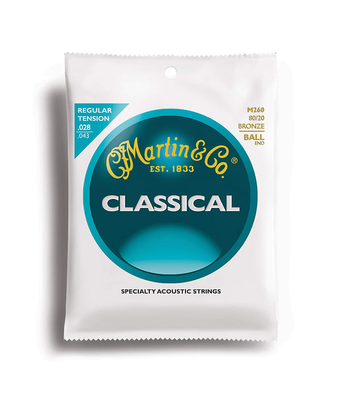 Martin M260 Normal Tension Classical Guitar Strings 28-43 10 | Reverb