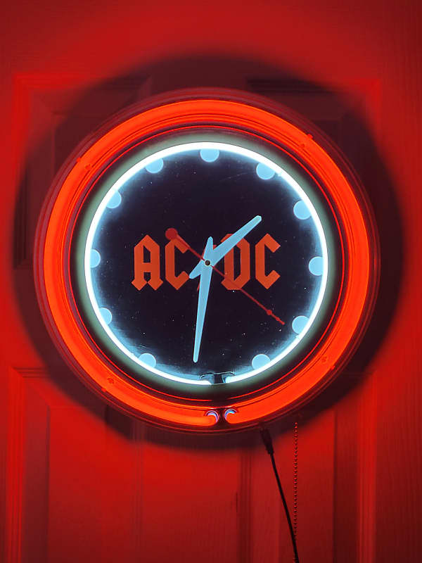 AC/DC Band Double Neon Red/White Wall Clock Killer Cool Man | Reverb