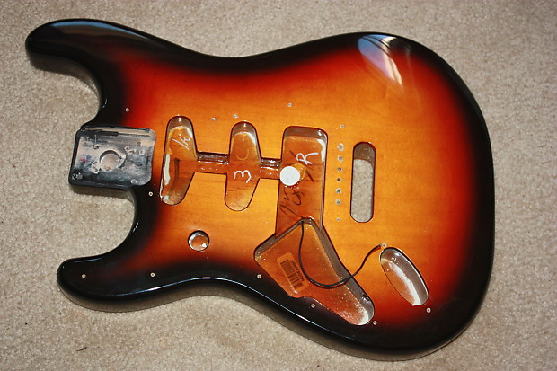 Fender Stratocaster Sunburst guitar body left-handed lefty | Reverb