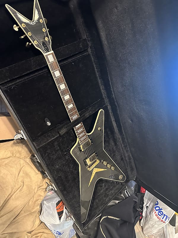 Dean ML black gold 2007 - Trans black flame maple top | Reverb