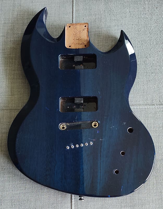 Warmoth Diamondback, Mahogany, Blue, routed for p90s | Reverb