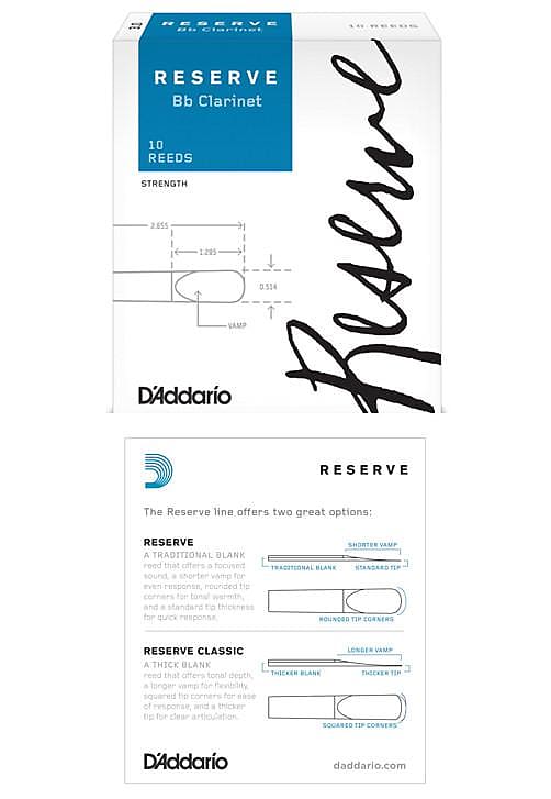 D'Addario Reserve Bb Clarinet Reeds, Strength 2.0, 10-pack | Reverb