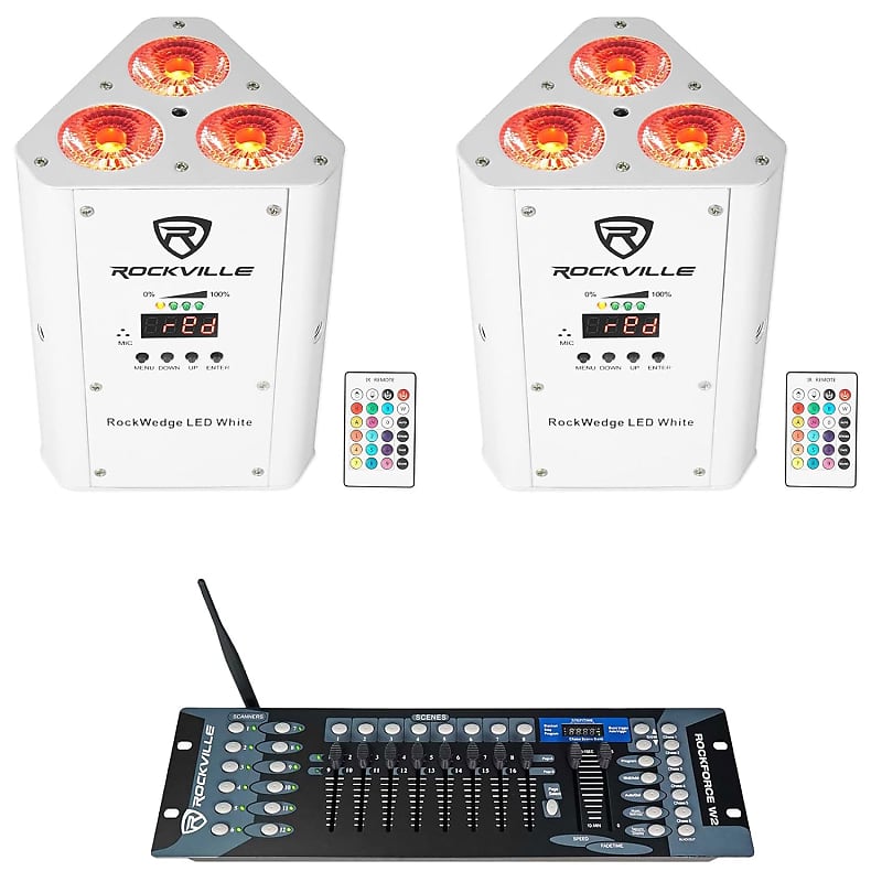 (2) Rockwedge Led White Battery Powered Lights+Wireless Dmx | Reverb