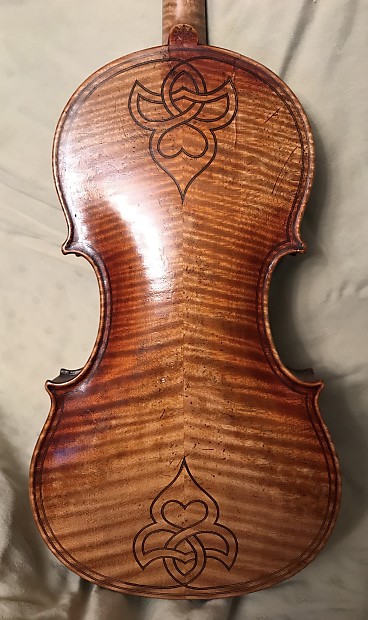 Gorgeous Antique German Decorated Violin, Carved, Inlaid, | Reverb