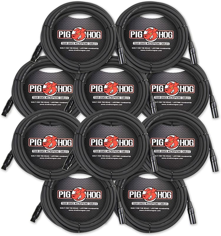 Pig Hog PHM25 25' ft XLR 8mm Tour Grade Mic Cable (10-Pack) | Reverb