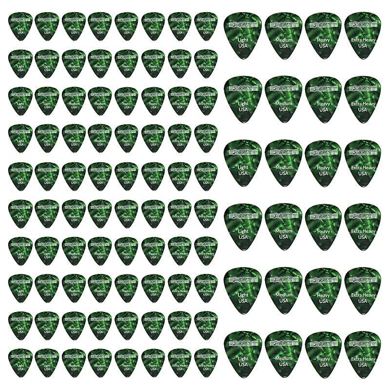 5 Core Guitar Picks 96 Piece Light Medium Heavy Extra Heavy | Reverb