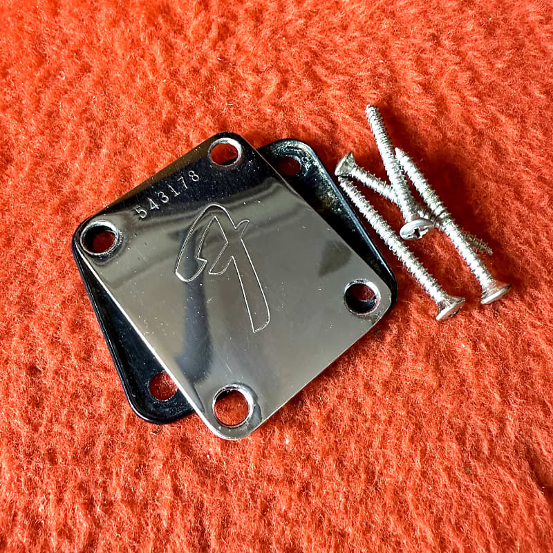 Fender Telecaster neck plate 1974 - Chrome F logo original | Reverb