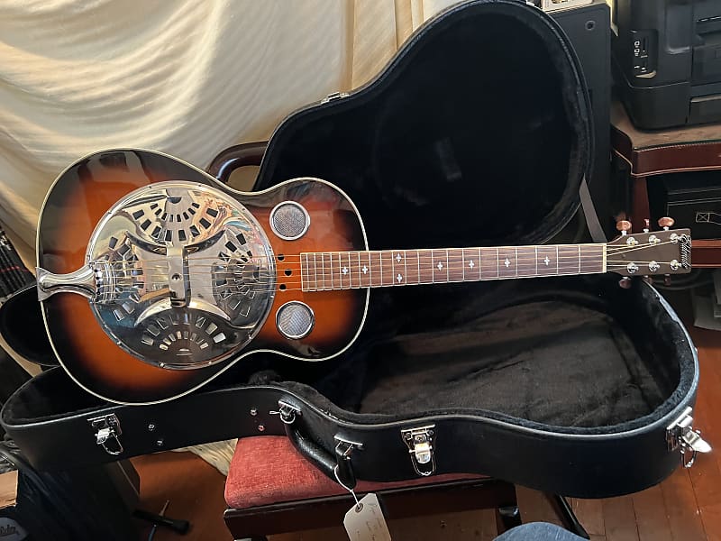 Rogue resonator guitar with hardshell case sunburst | Reverb