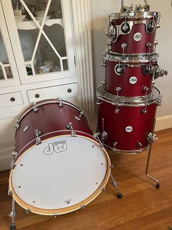 DW Design Series drums Satin Red shell pack | Reverb