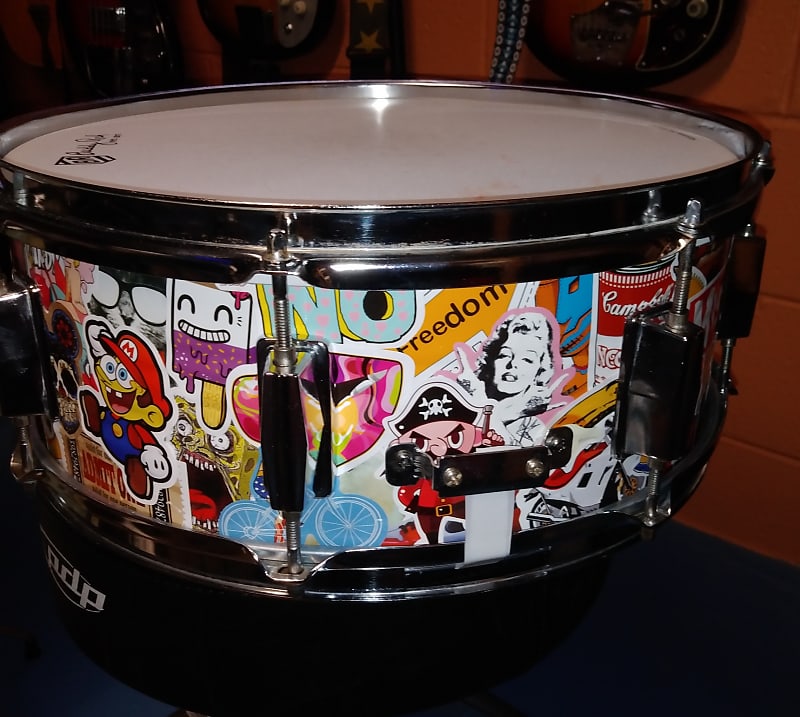 Custom Sticker bomb Chrome 14" Snare Drum. with video. | Reverb Canada