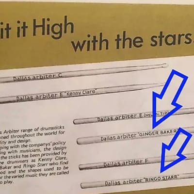 Very Rare Vintage Ginger Baker Signature Drum Sticks by | Reverb