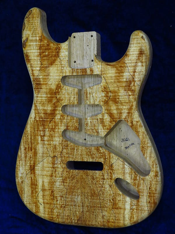 Project - Spalted Maple Top / Butternut Wood Strat Style body | Reverb
