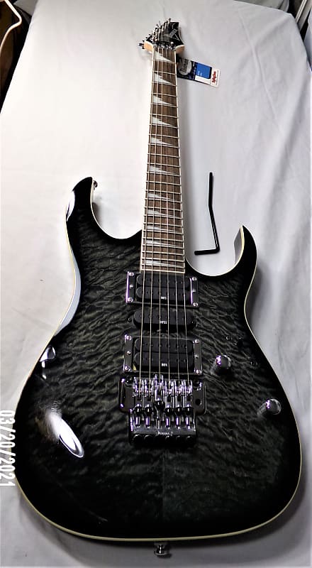 Ibanez RG4EX1-TGB-Electric Guitar-Transparent/Quilted-Black | Reverb
