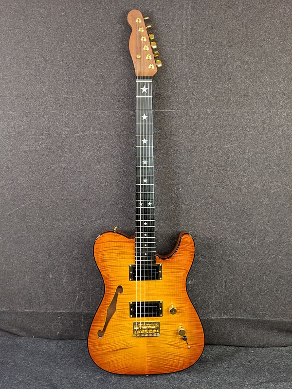 Warmoth Thinline Tele Electric Guitar Flame Maple Burst w/ | Reverb