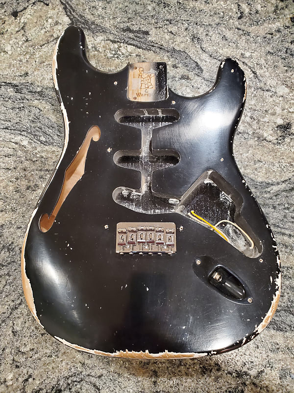 MJT/Warmoth Thinline Strat Body 2021 Black | Reverb