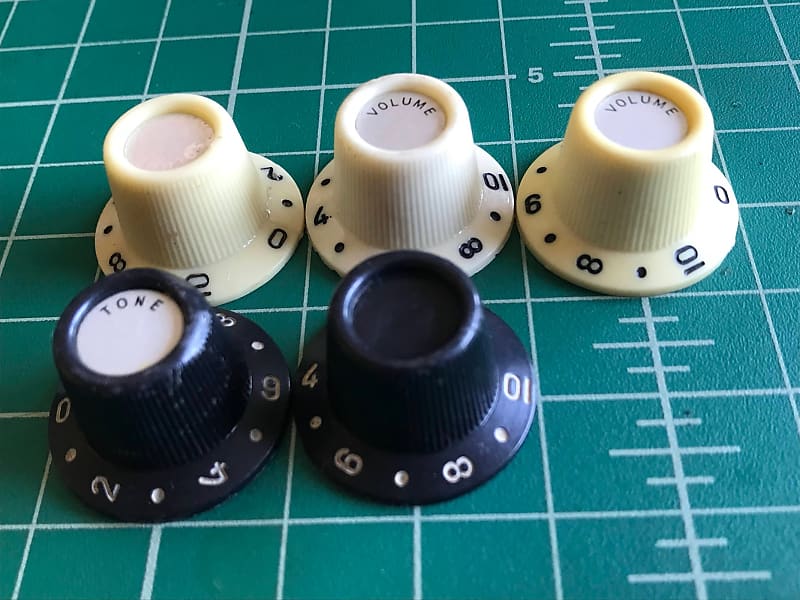FIVE Teisco 1960's witch hat Volume and Tone Knobs - White | Reverb