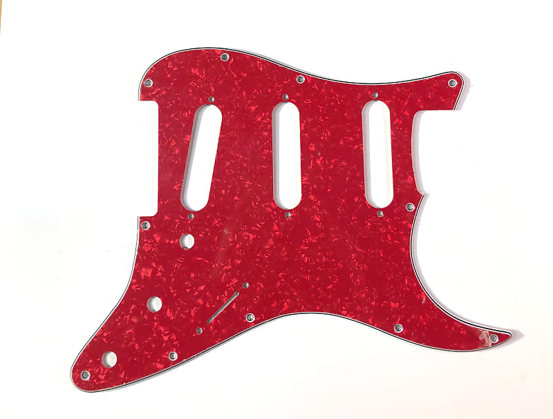 NOS 4-Ply Stratocaster Style Pickguard - Red Pearloid | Reverb