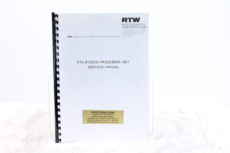 RTW Studio Processor Set Service Manual | Reverb Australia