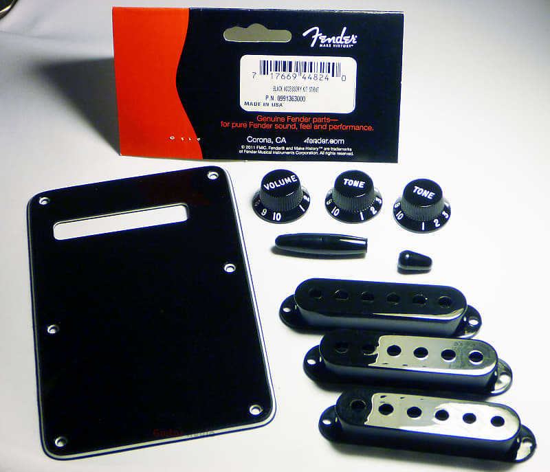 Genuine Fender Black Strat Stratocaster Accessory Kit - | Reverb