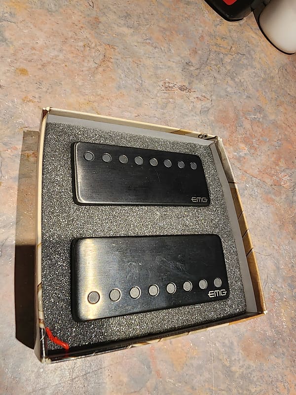 EMG 8 string 66 and 57 set 2020's - Brushed black chrome | Reverb