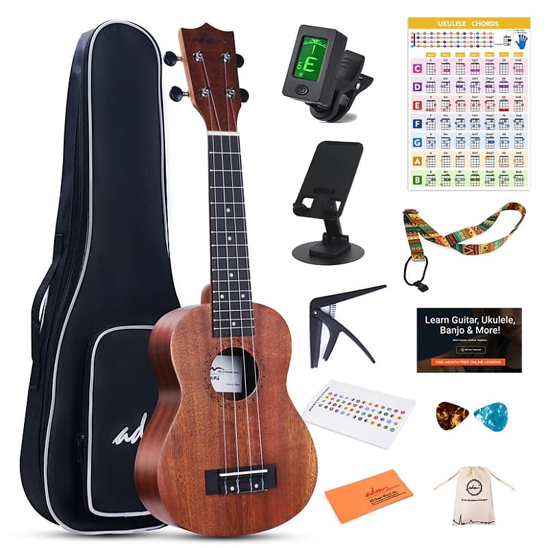 ADM Concert Ukulele Beginner Kit Mahogany Hawaiian Wood | Reverb
