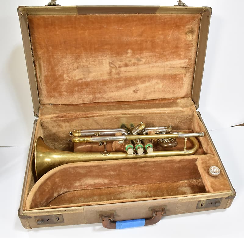 Vintage Conn Victor Bb/A Cornet Hourglass Tuner Raw Brass | Reverb
