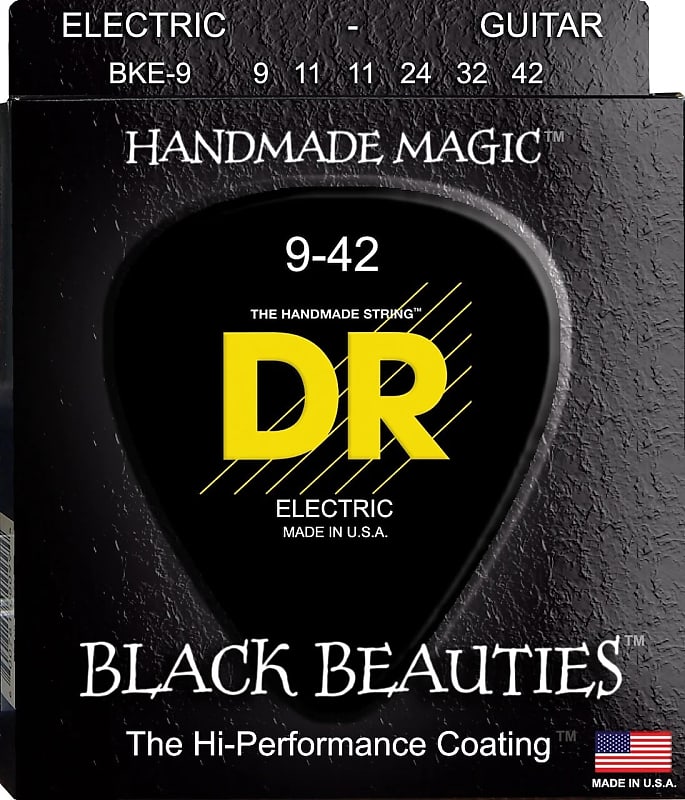 DR Strings BKE-9 Black Beauties Colored Electric Guitar | Reverb