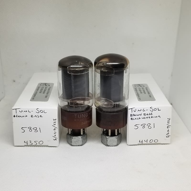 Tung-Sol 5881 Brown Base Very Well Matched Pair (1.1%) NOS | Reverb