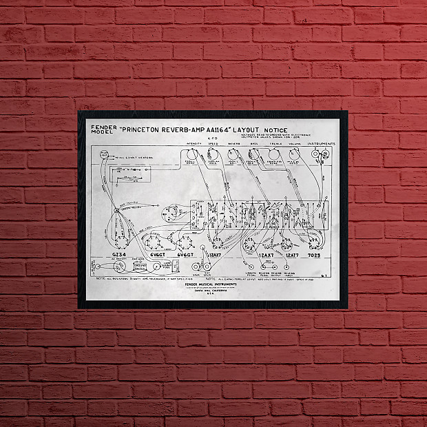 Fender Princeton Reverb AA1164 Layout Drawing Poster - Ready | Reverb